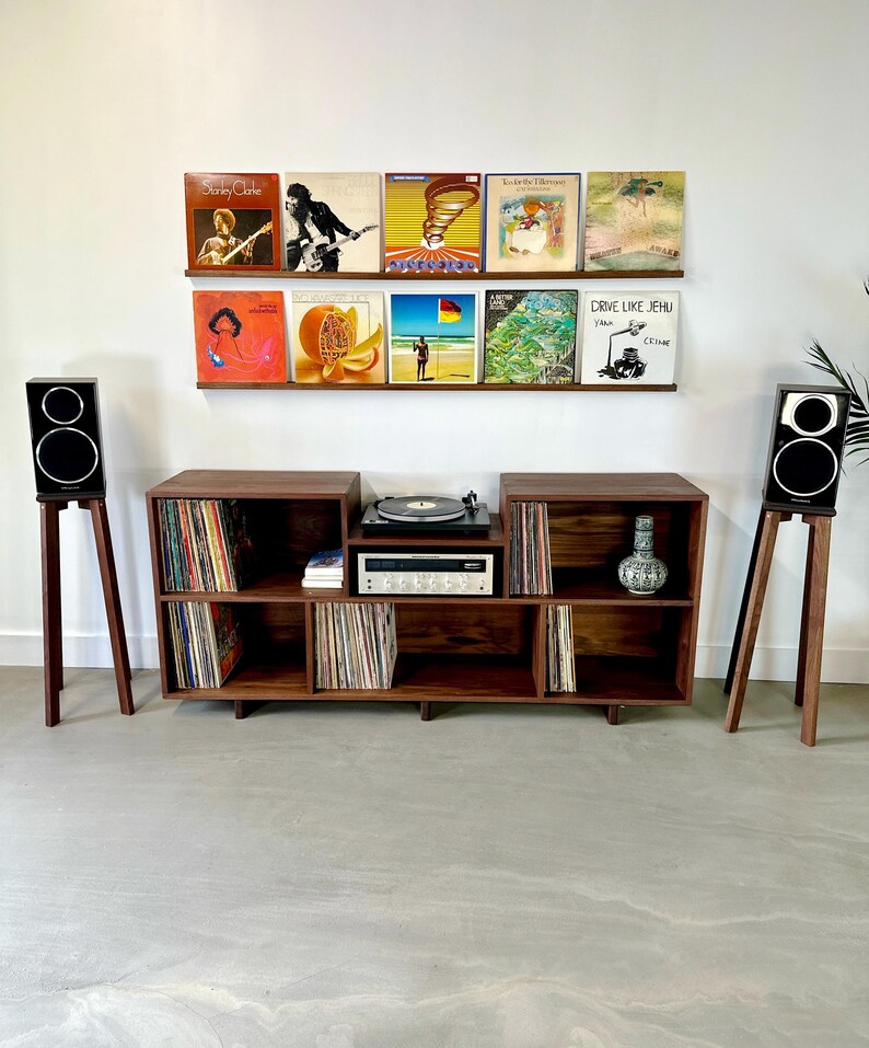 Repisa para 5 discos / Estante de exhibición de discos / Estante flotante para vinilos / Estante ...