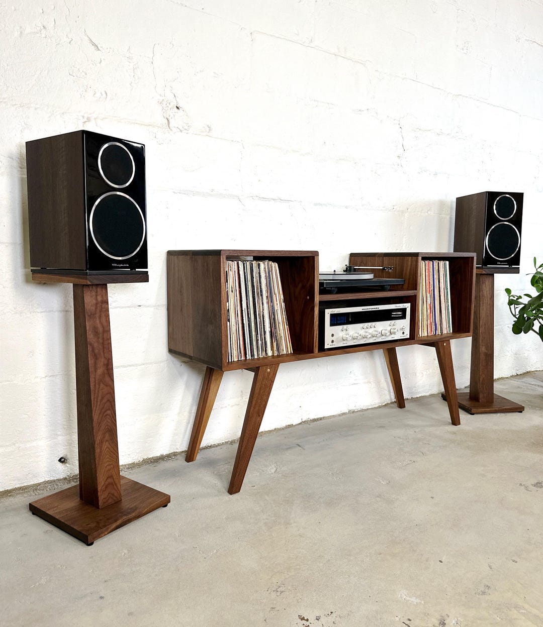 Lowboy Record Player Console / Customizable Vinyl Cabinet / Solid ...