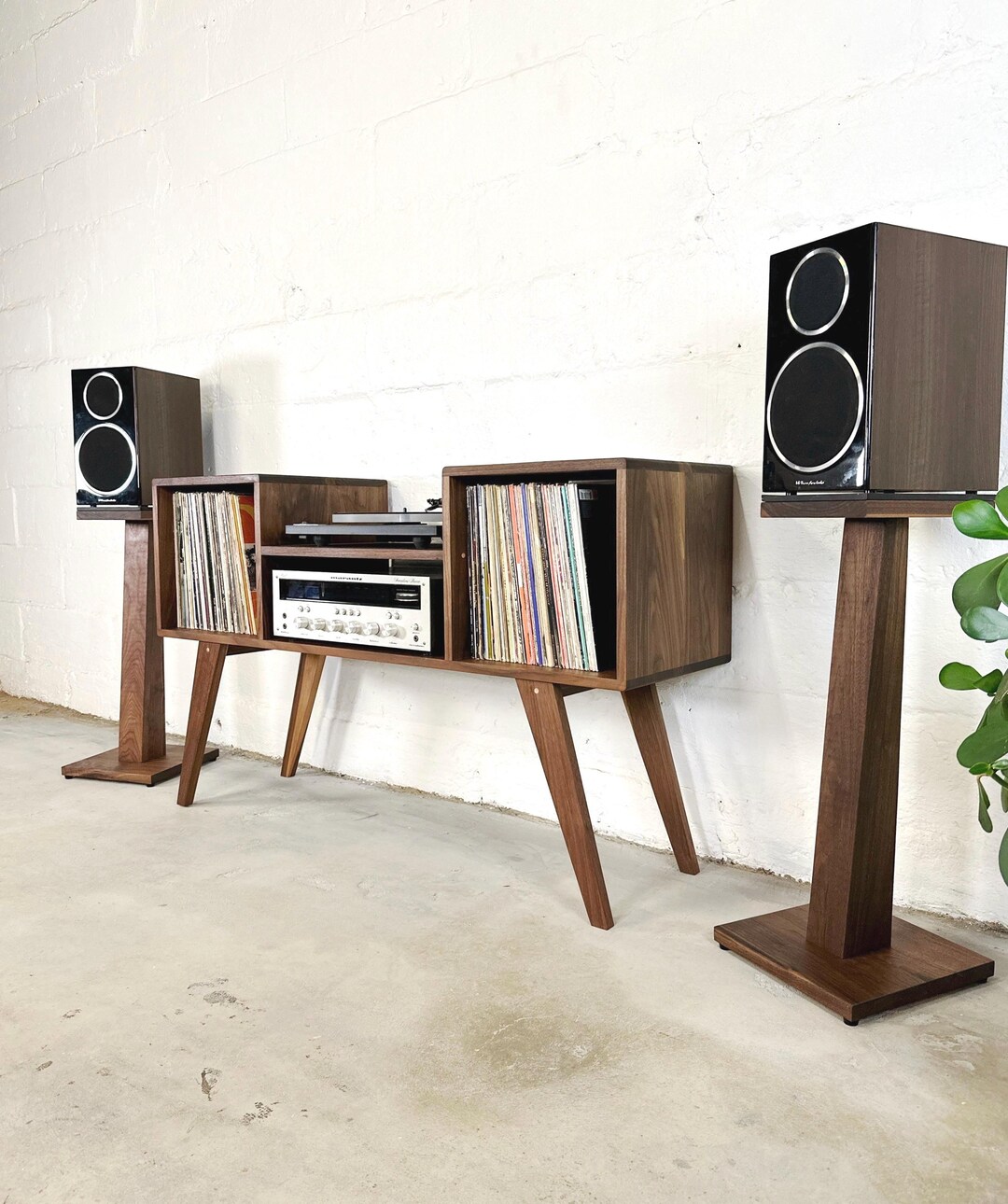 Lowboy Record Player Console / Customizable Vinyl Cabinet / Solid ...