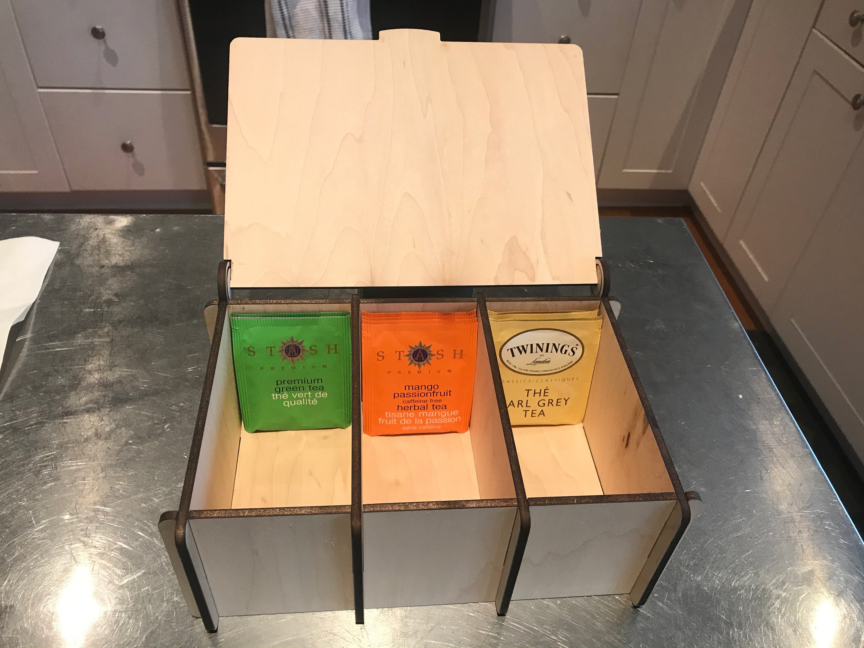 Personalizable Tea Box Tea Chest Tea Storage Tea Caddy Tea Set Wood Tea ...