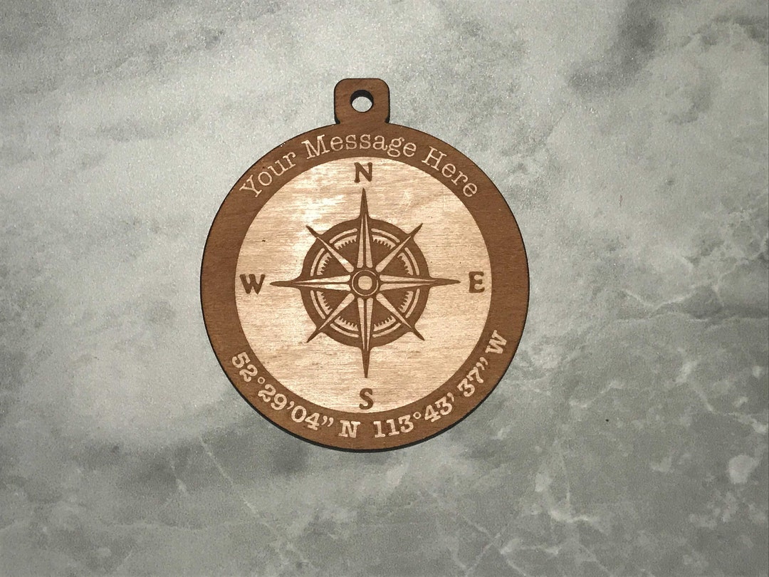 Personalize Compass Rose Ornament or Coaster | Latitude and Longitude ...