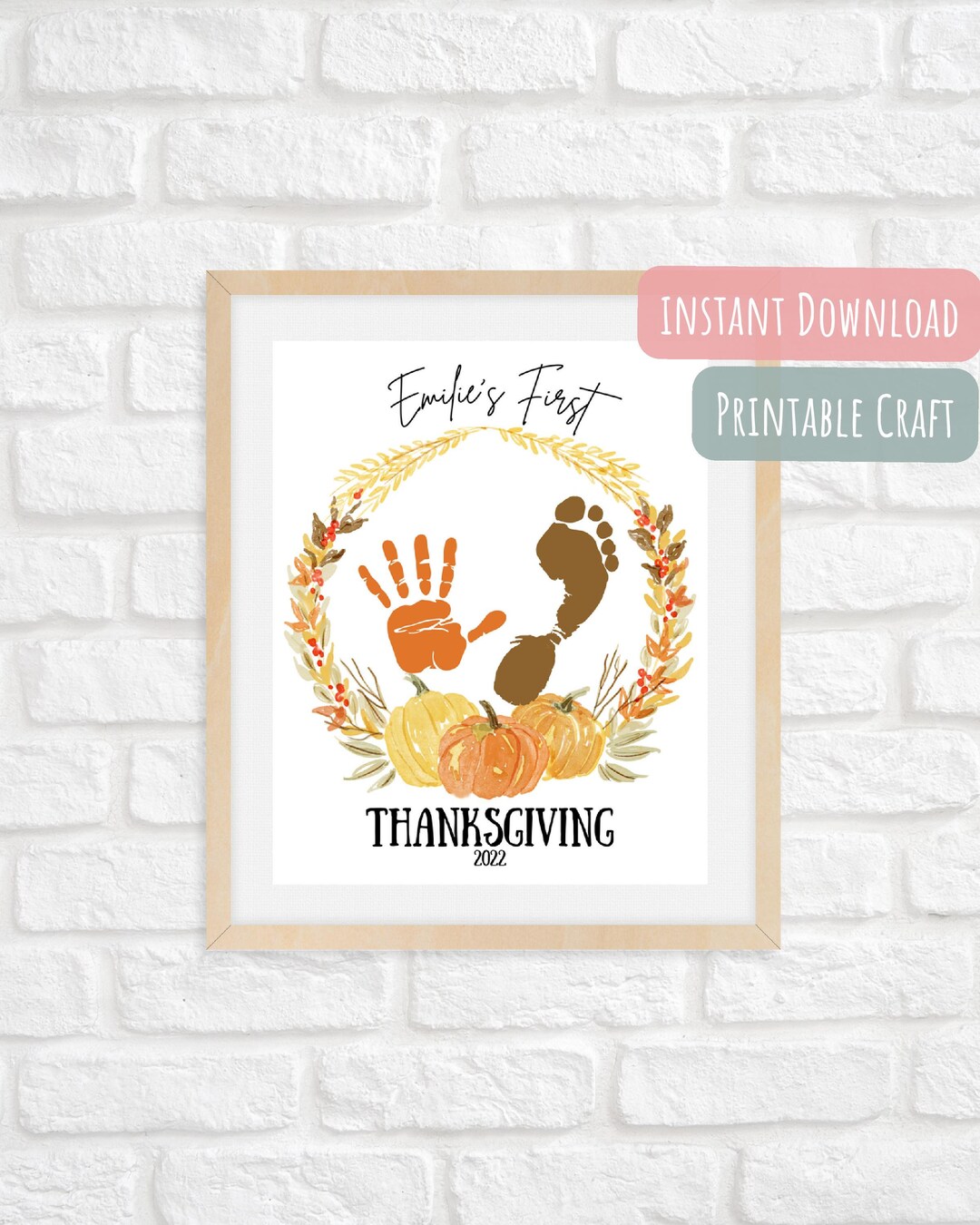 Baby's First Thanksgiving Hand Print/foot Print Keepsake/thanksgiving ...