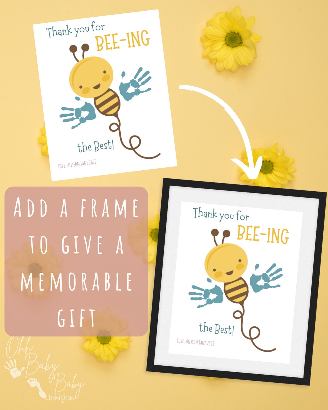Thank You for BEE-ING the Best Hand Print Card/ Mother's Day Keepsake ...