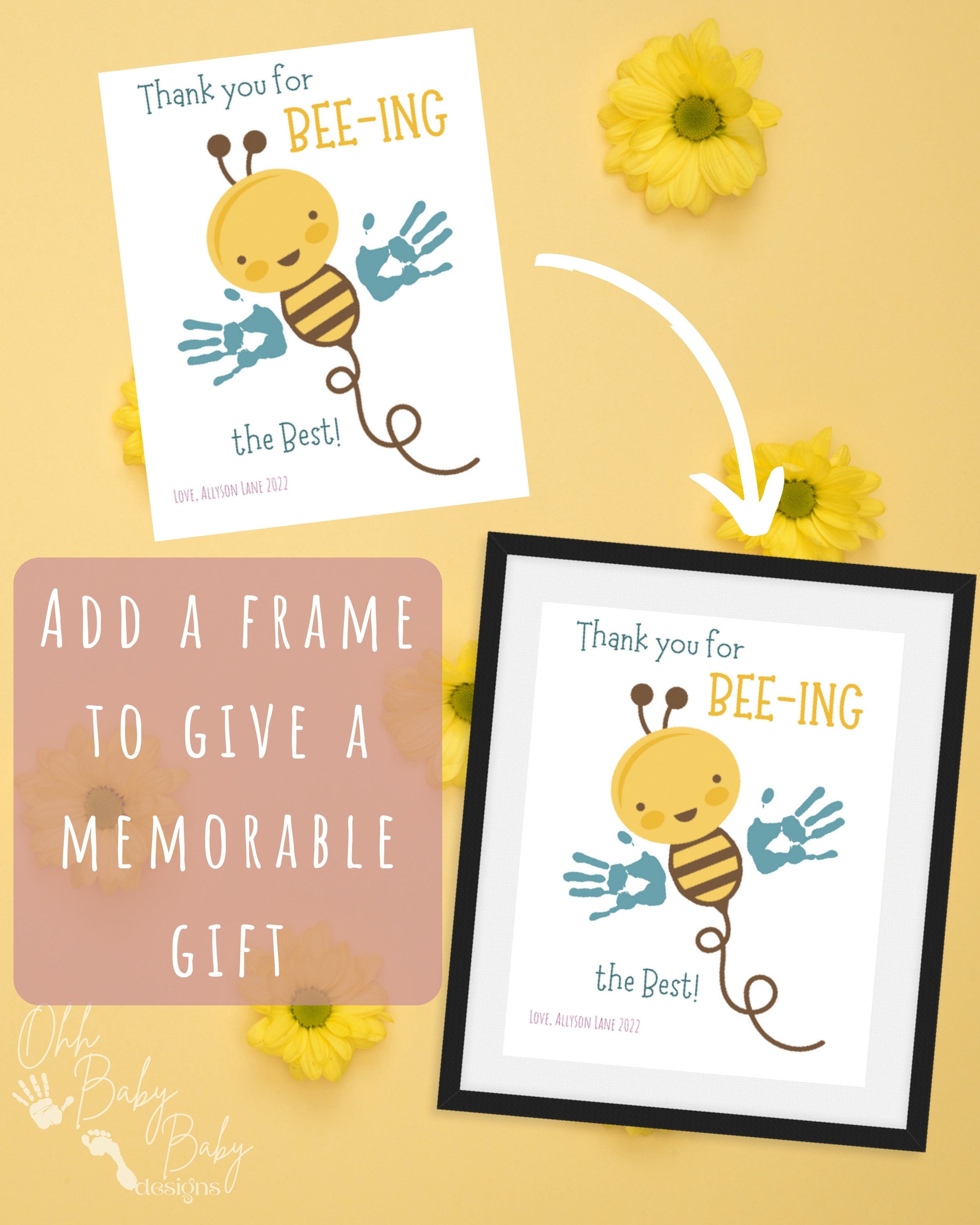Thank You for BEE-ING the Best Hand Print Card/ Hand Print Keepsake ...