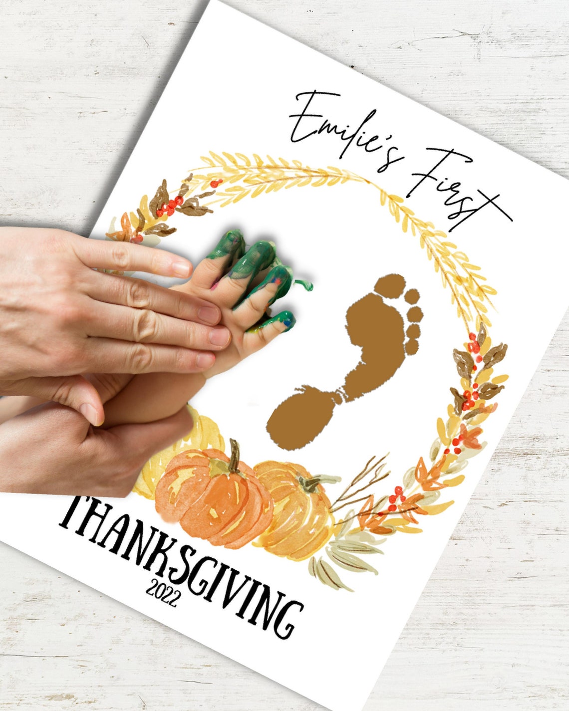 Baby's First Thanksgiving Hand Print/foot Print - Etsy
