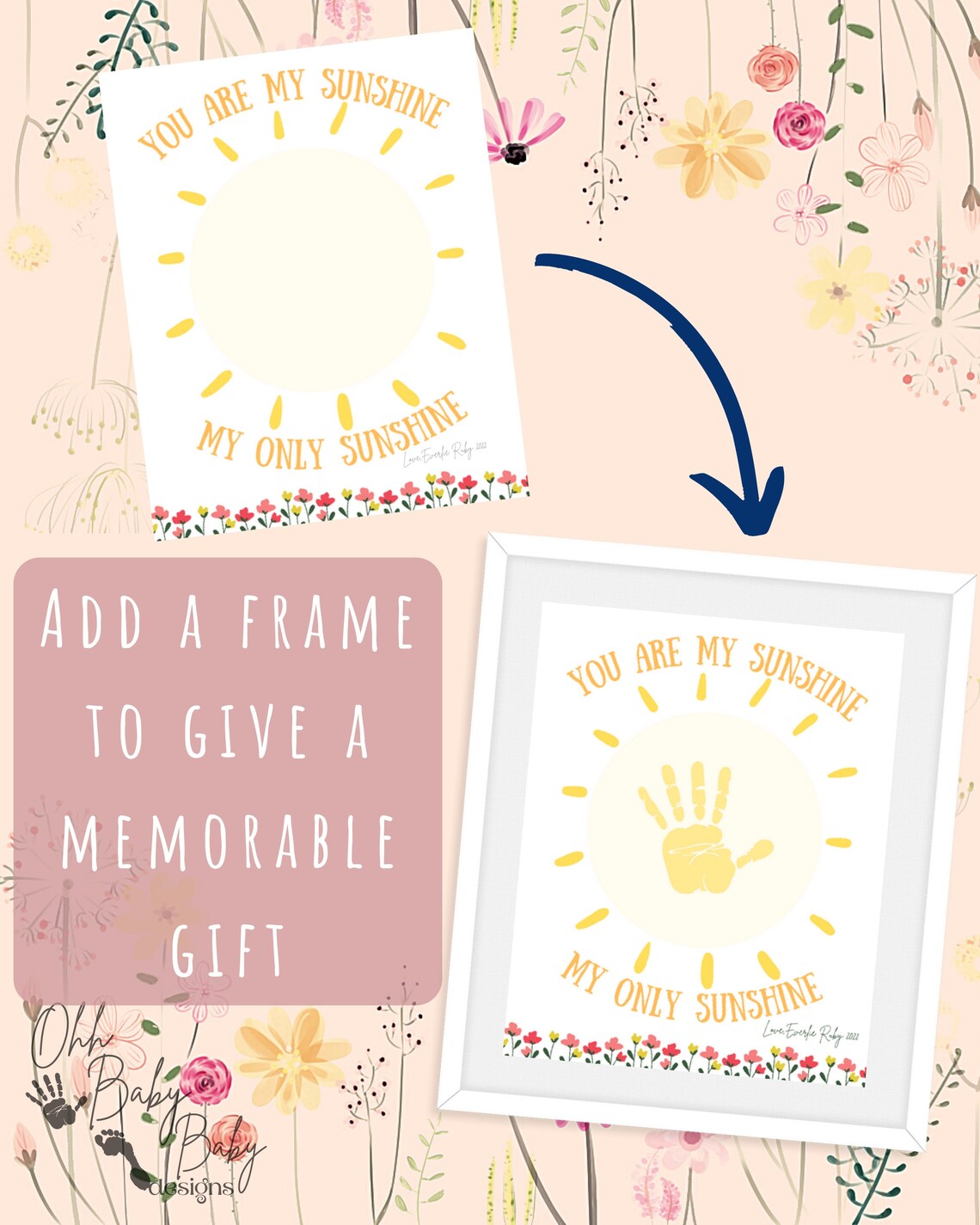 You Are My Sunshine Hand Print Card/ Hand Print Keepsake/ - Etsy