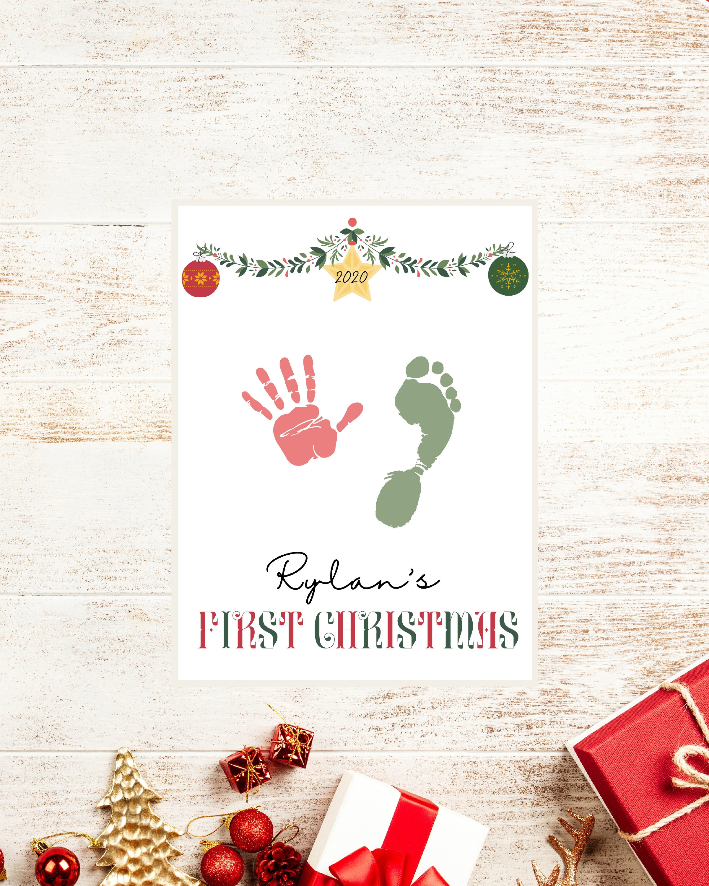 Baby's First Christmas Hand & Foot Print Keepsake/christmas Craft ...