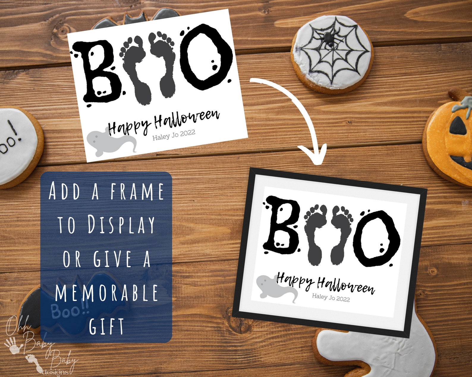 BOO Foot Print Halloween Keepsake/foot Print Keepsake/ Foot Print Craft ...