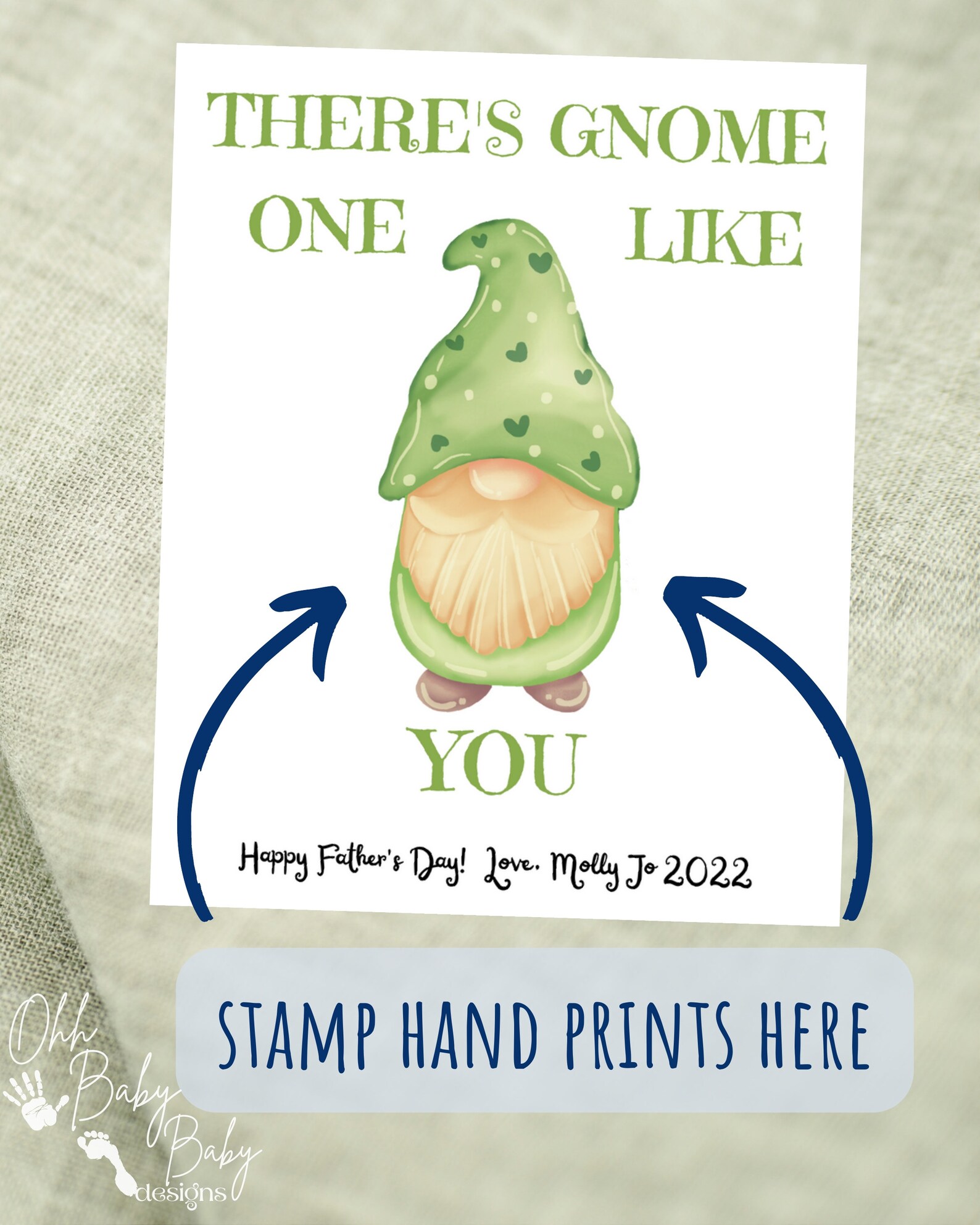 There's Gnome One Like You Hand Print Card/ Hand Print Keepsake/ Kid's ...