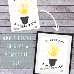 I Love You A Whole Watt Hand Print Father's Day Card/father's Day ...