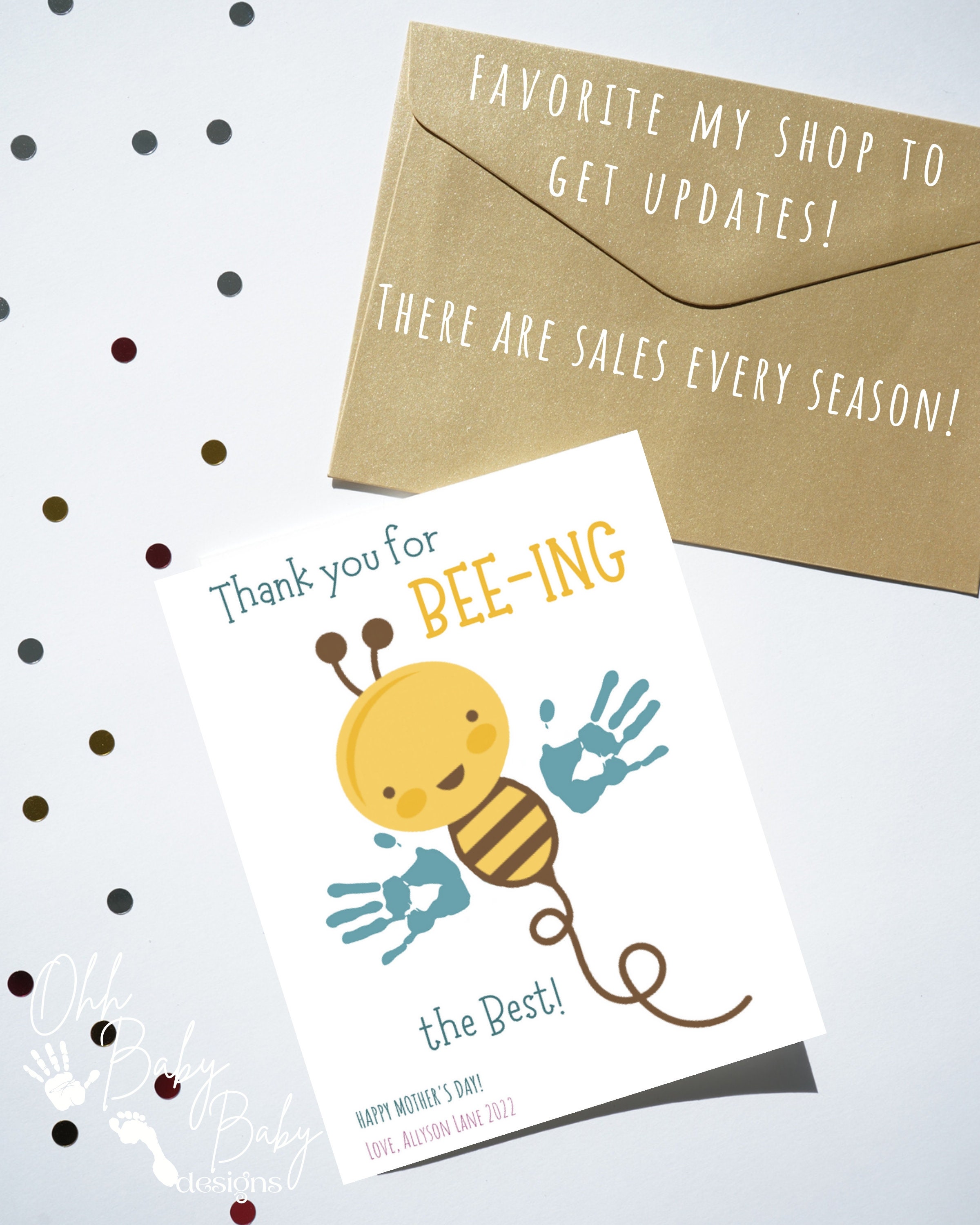 Thank You for BEE-ING the Best Hand Print Card/ Hand Print - Etsy