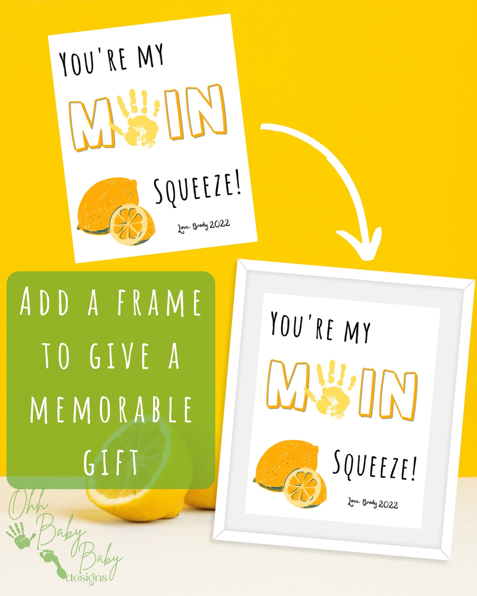 You're My Main Squeeze Hand Print Card/hand Print Keepsake/hand Print ...