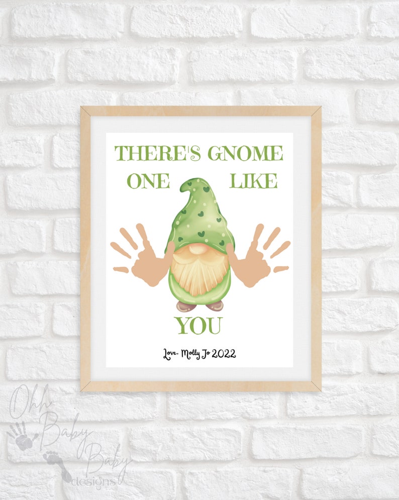 There's Gnome One Like You Hand Print Card/ Hand Print Keepsake/ Kid's ...
