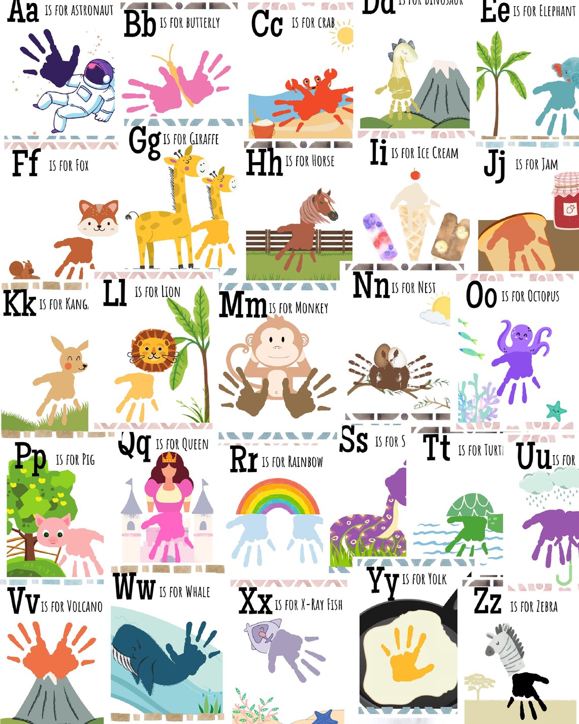 Hand Print ABC Keepsake Book/ Hand Print Keepsake/hand Print - Etsy