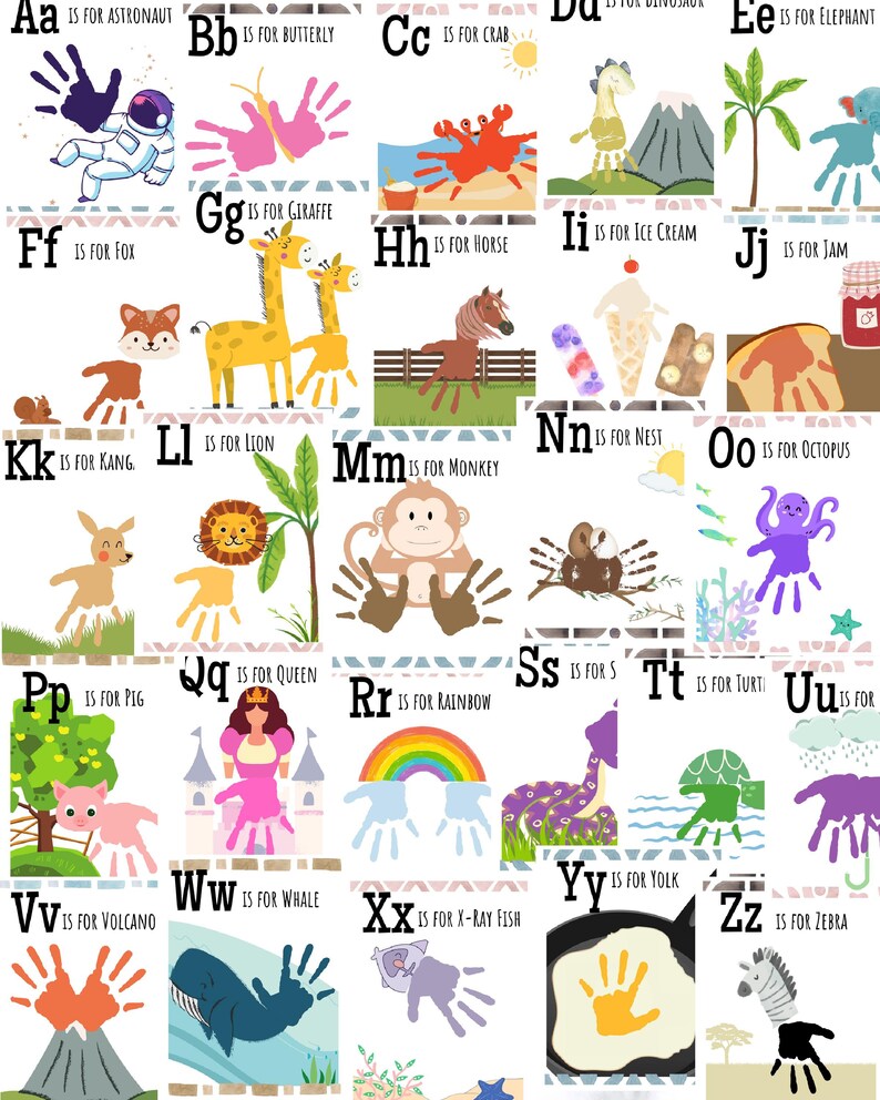 Hand Print ABC Keepsake Book/ Hand Print Keepsake/hand Print Craft ...