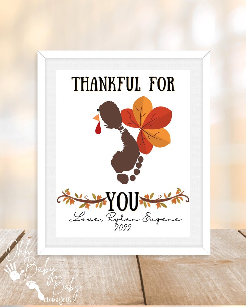 Thankful for You Foot Print Keepsake/thanksgiving Keepsake/thanksgiving ...