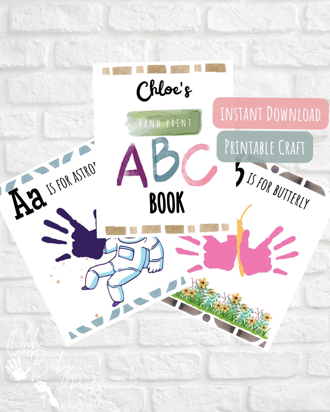 Hand Print ABC Keepsake Book/ Hand Print Keepsake/hand Print Craft ...