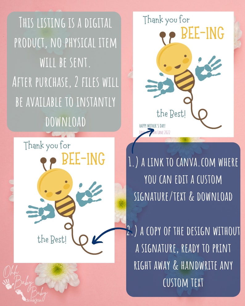 Thank You for BEE-ING the Best Hand Print Card/ Hand Print Keepsake ...