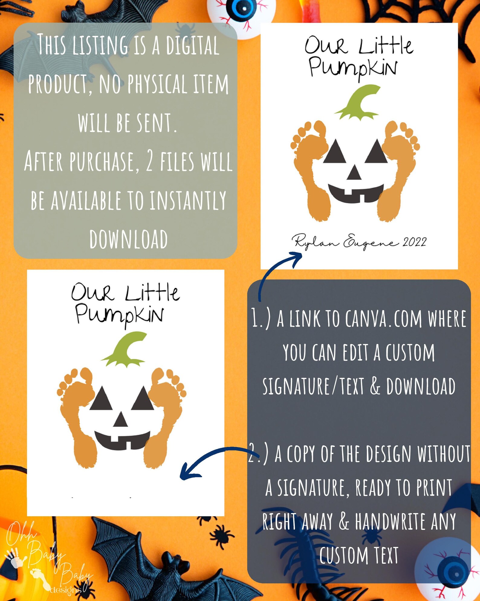 Our Little Pumpkin Foot Print Halloween Keepsake/foot Print Keepsake ...