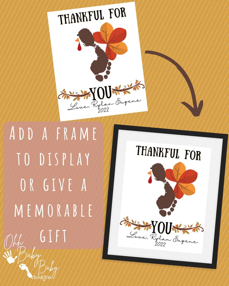 Thankful for You Foot Print Keepsake/thanksgiving Keepsake/thanksgiving ...