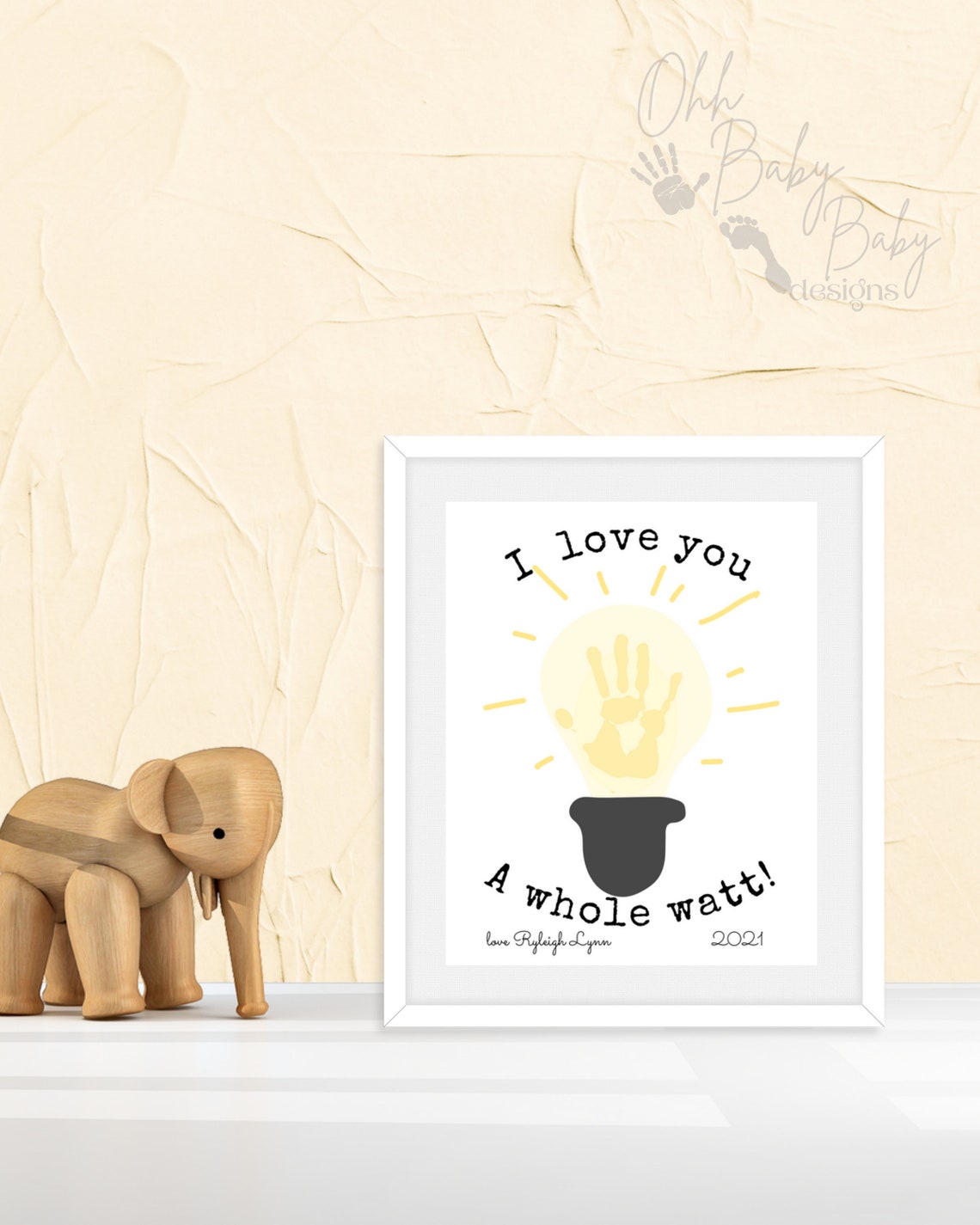 I Love You A Whole Watt Hand Print Father's Day Card/father's Day ...