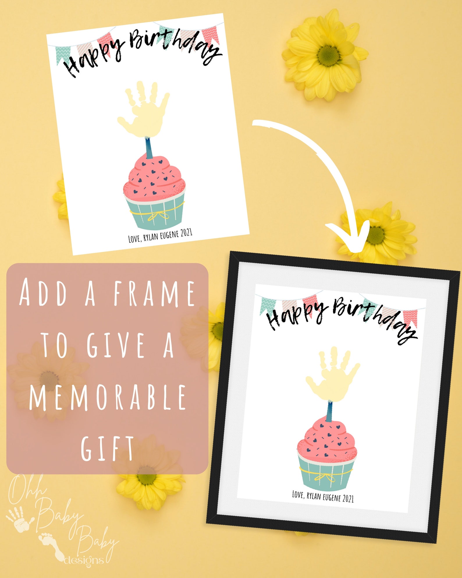 Happy Birthday Hand Print Card/birthday Keepsake/birthday - Etsy