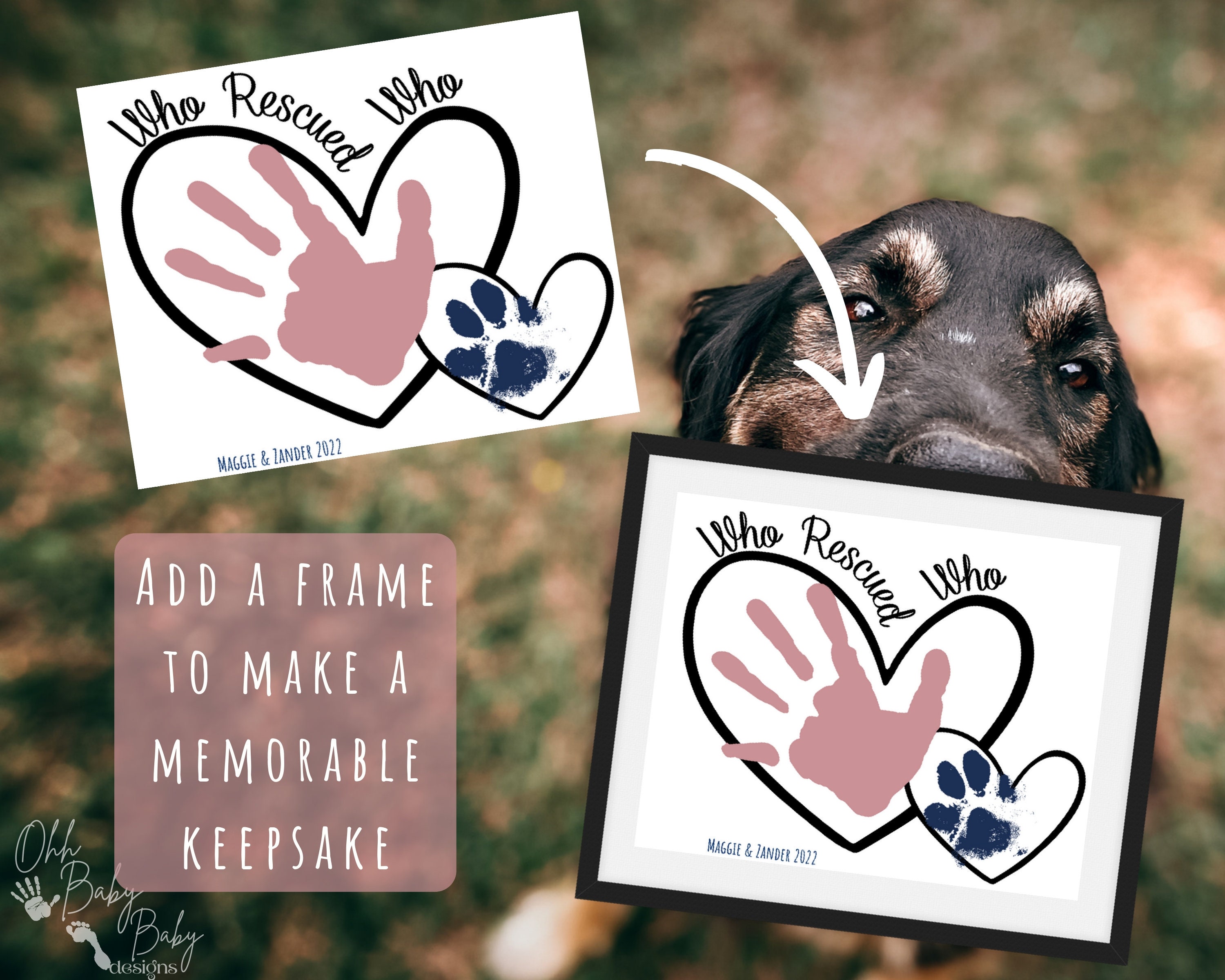 Who Rescued Who Paw Print Keepsake/paw Print Craft/ Instant Download ...