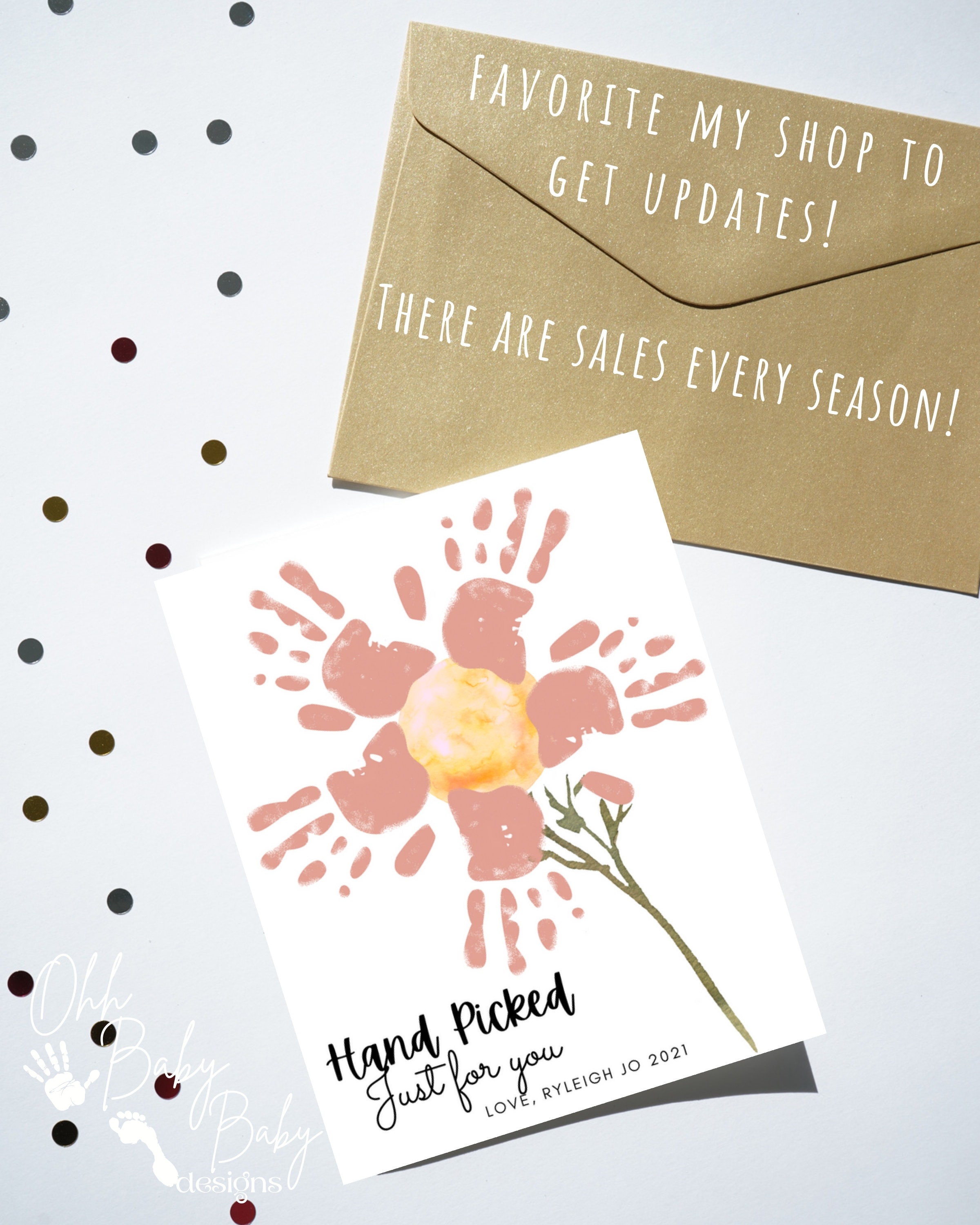 Hand Picked Just for You Handprint Card/ Mother's Day - Etsy