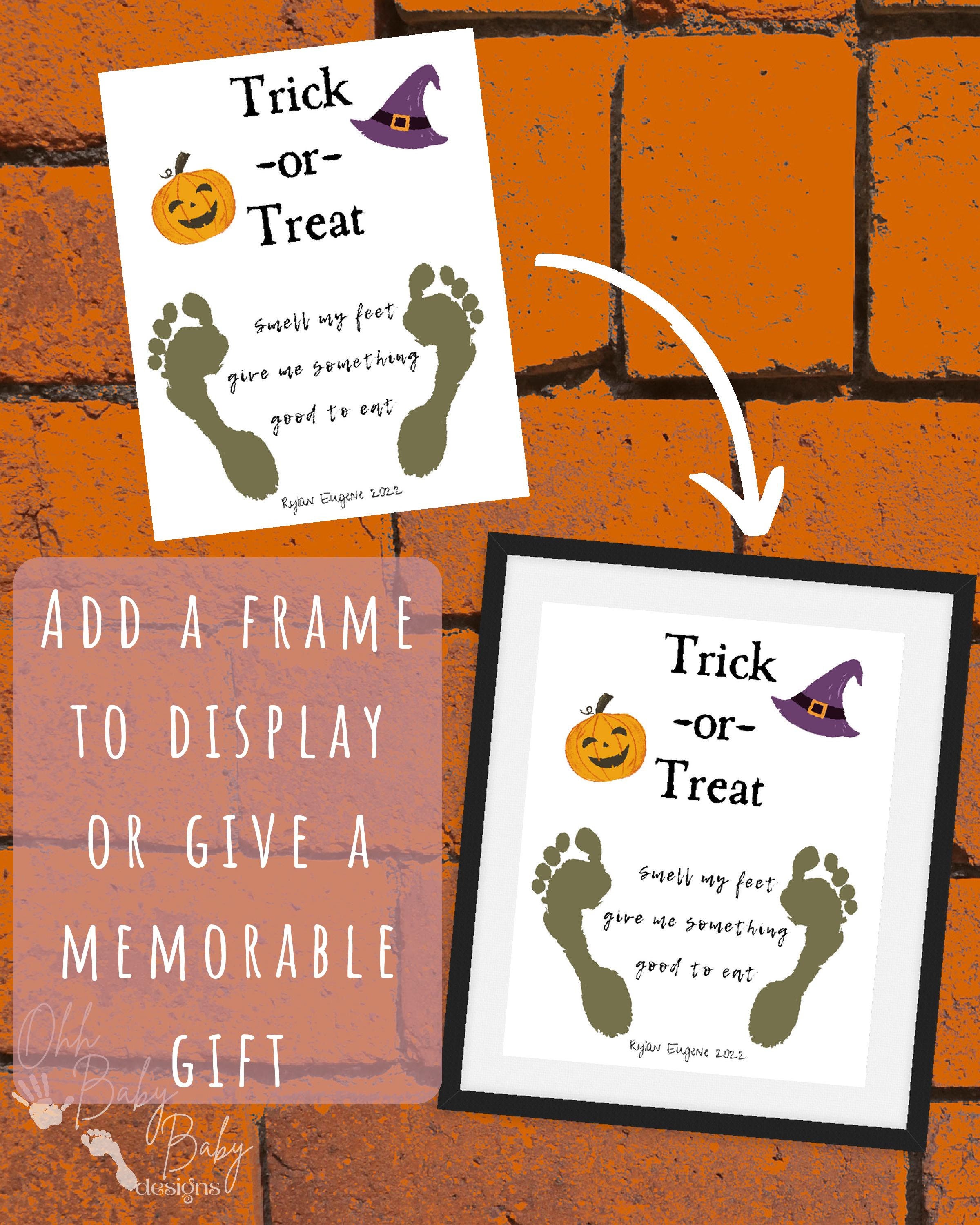 Trick or Treat Foot Print Halloween Keepsake/foot Print Keepsake/ Foot ...