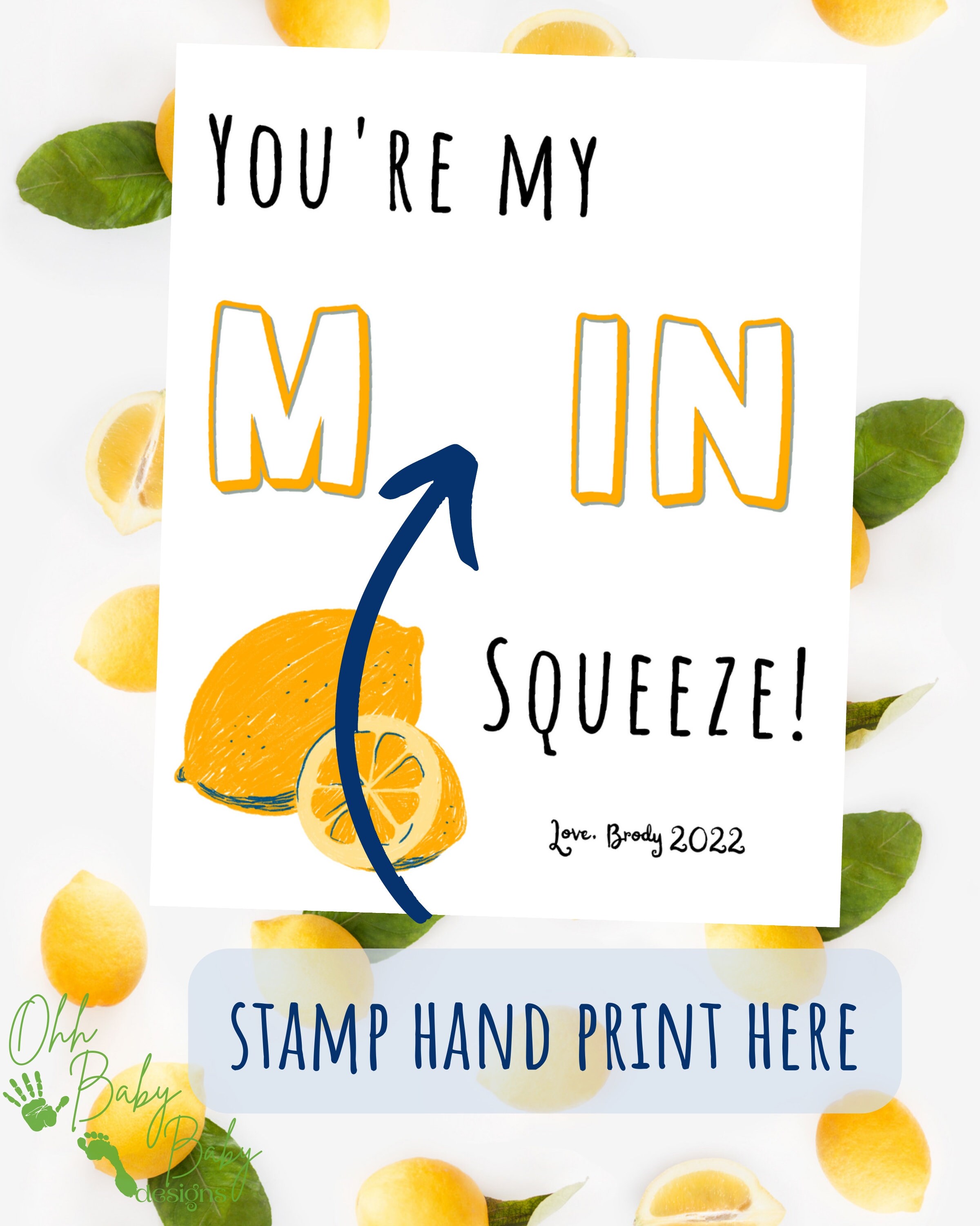 You're My Main Squeeze Hand Print Card/hand Print Keepsake/hand Print ...