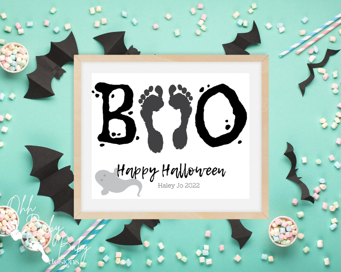 BOO Foot Print Halloween Keepsake/foot Print Keepsake/ Foot Print Craft ...