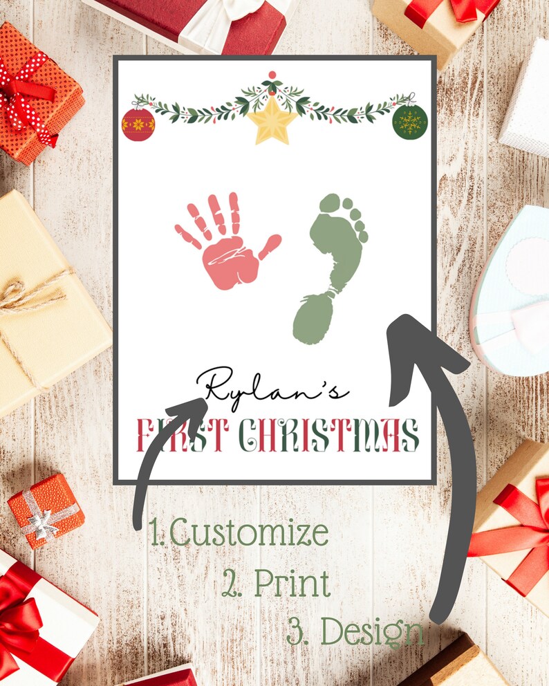 Baby's First Christmas Hand & Foot Print Keepsake/christmas Craft ...