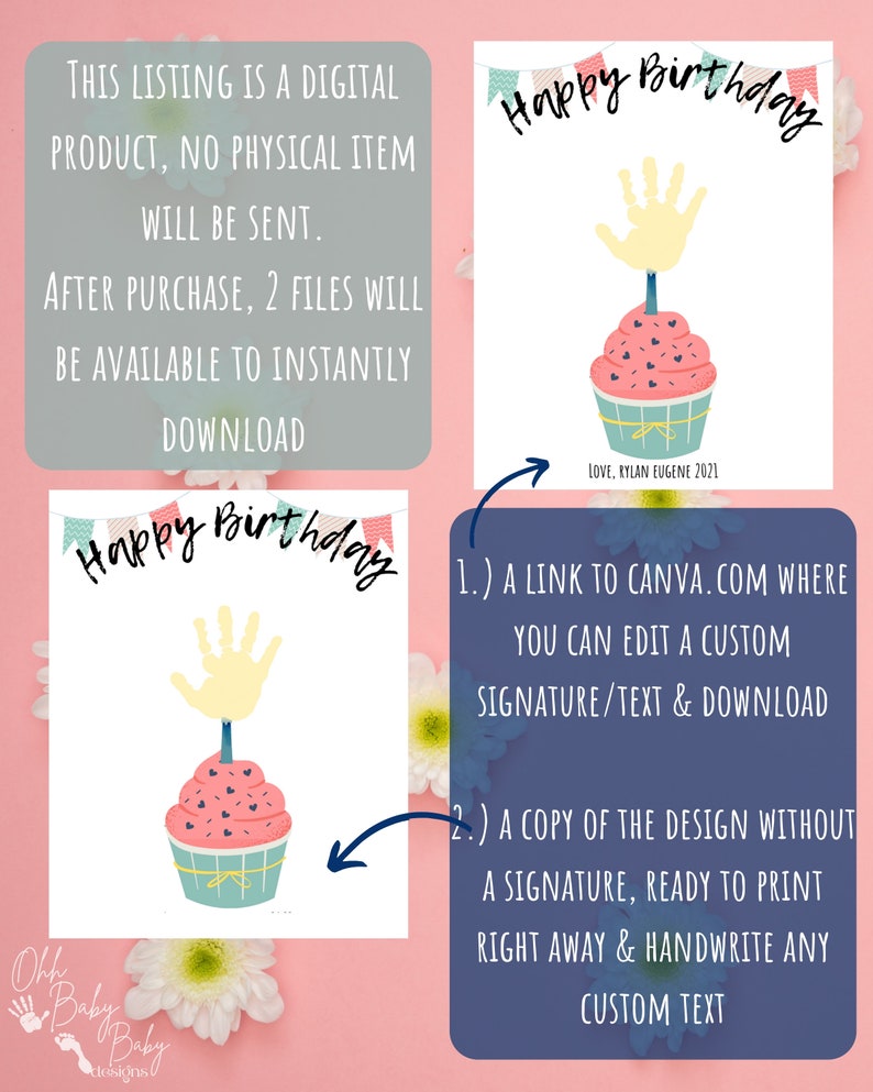 Happy Birthday Hand Print Card/birthday Keepsake/birthday - Etsy