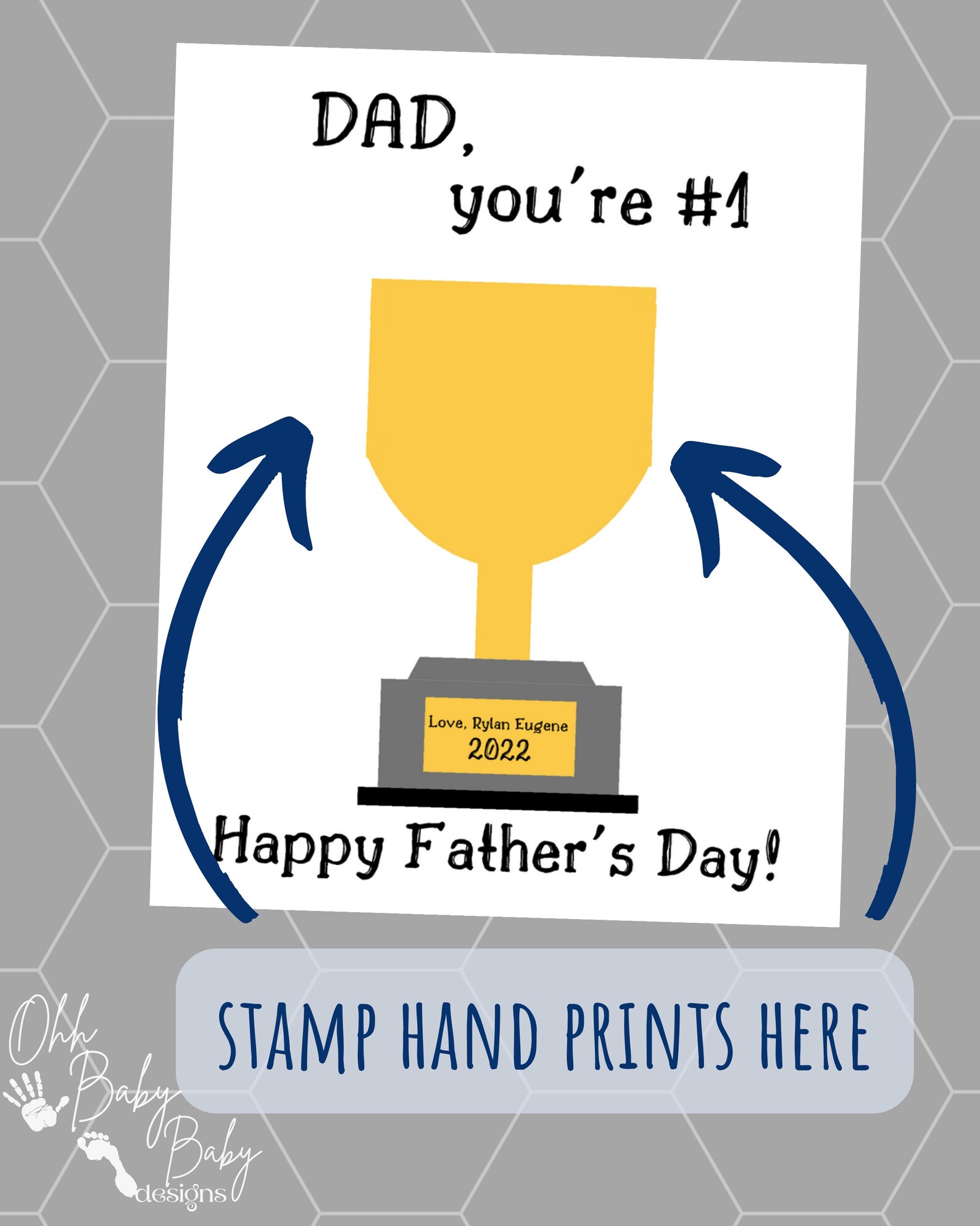 Dad You're Number 1 Father's Day Hand Print Card/ Father's Day Keepsake ...