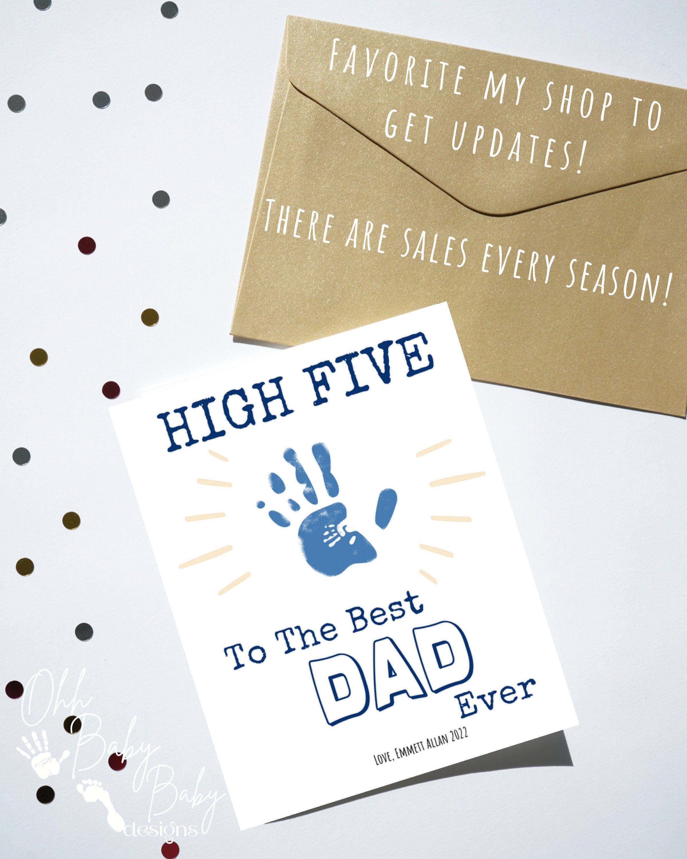 High Five to the Best Dad Ever Hand Print Father's Day Card/father's ...