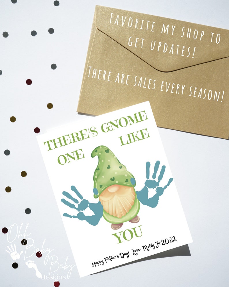 There's Gnome One Like You Hand Print Card/ Hand Print Keepsake/ Kid's ...