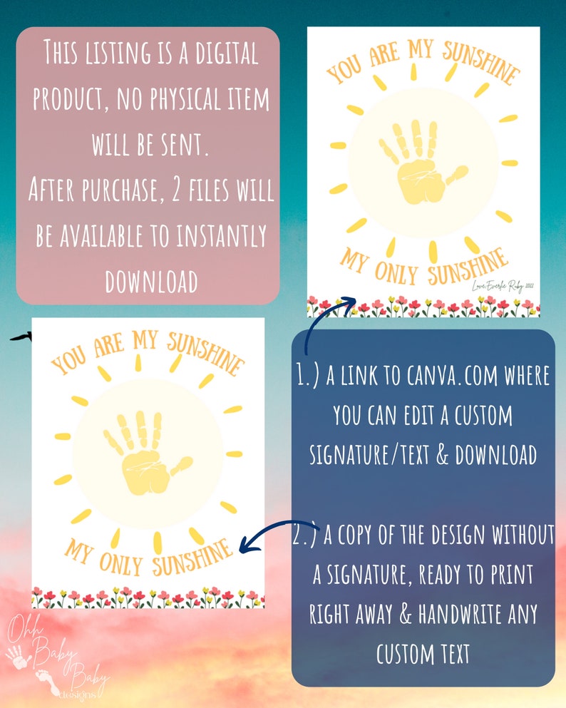 You Are My Sunshine Hand Print Craft/ Mother's Day Keepsake/ Mother's ...