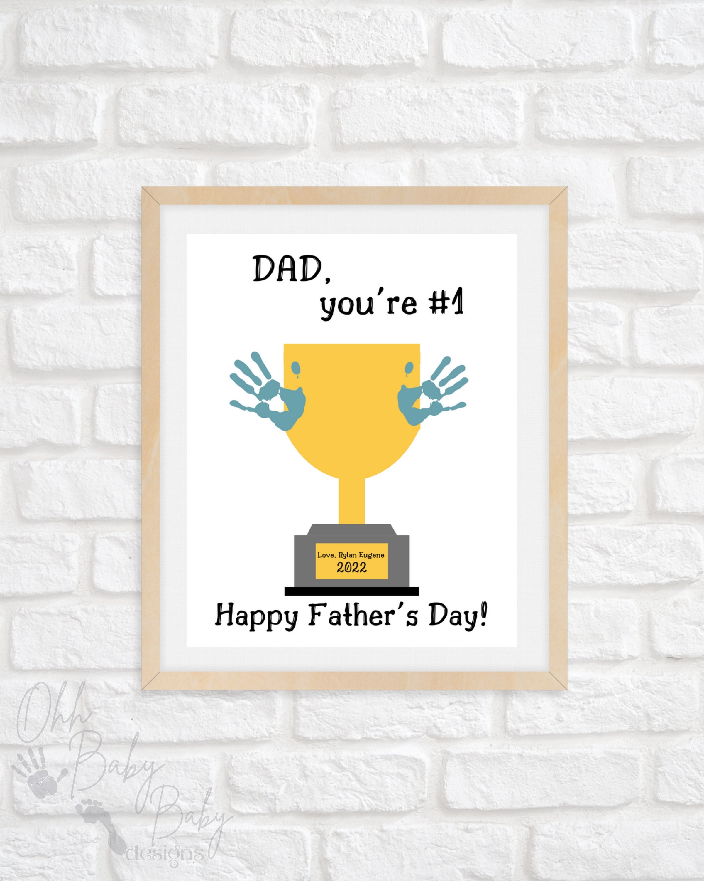 Dad You're Number 1 Father's Day Hand Print Card/ Father's Day Keepsake ...