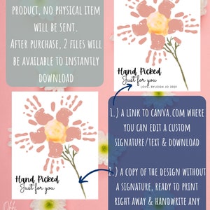 Hand Picked Just for You Handprint Card/ Hand Print Keepsake/ Printable ...