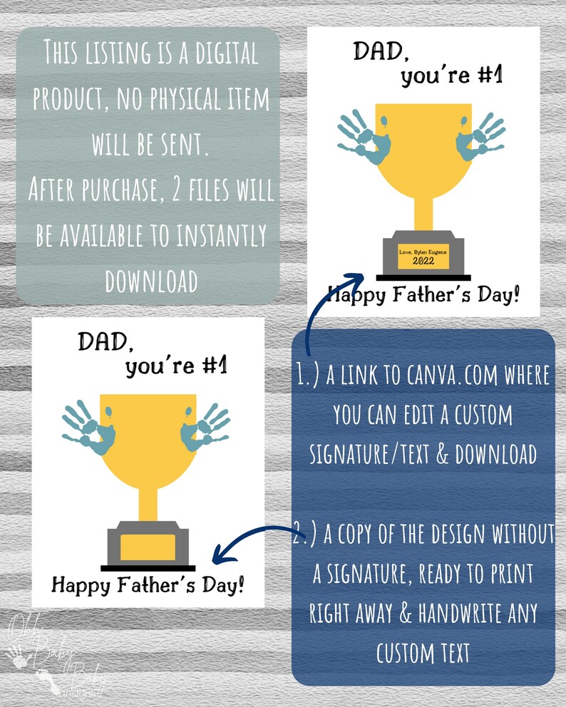 Dad You're Number 1 Father's Day Hand Print Card/ - Etsy
