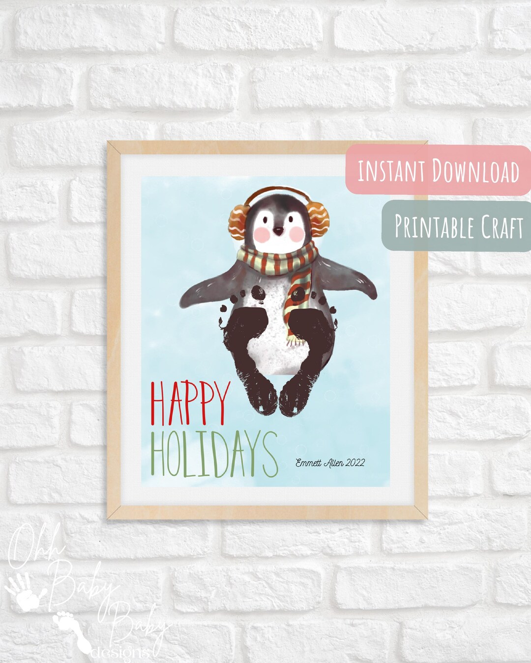 Happy Holidays Penguin Foot Print Keepsake/ Holiday Craft/ DIY ...