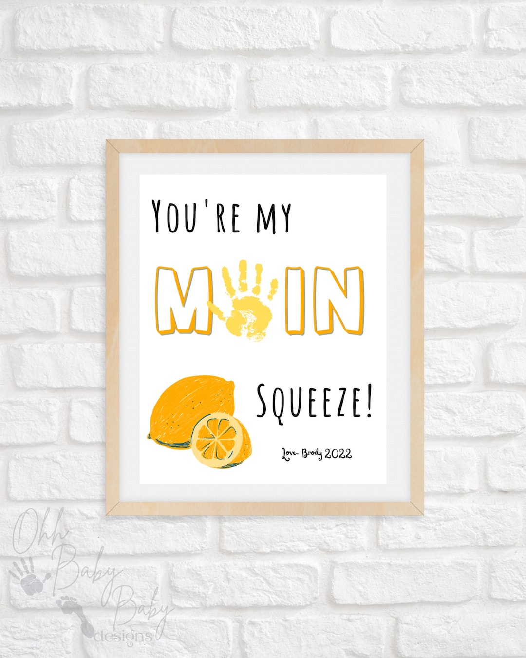 You're My Main Squeeze Hand Print Card/hand Print Keepsake/hand Print ...
