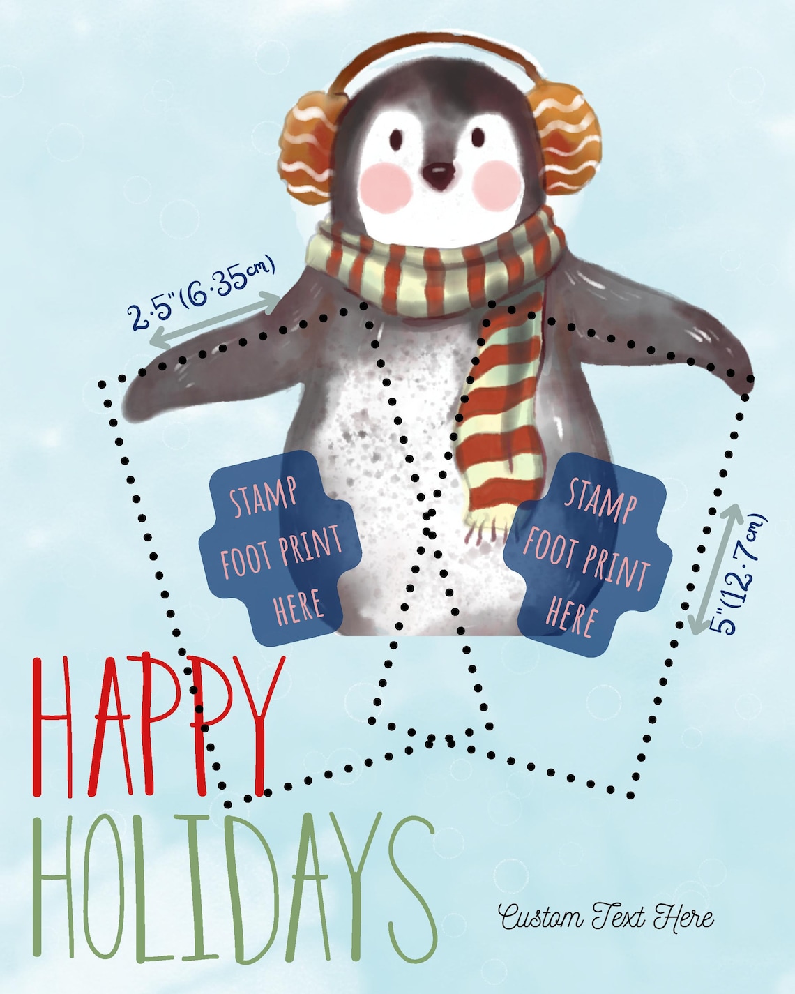 Happy Holidays Penguin Foot Print Keepsake/ Holiday Craft/ DIY - Etsy