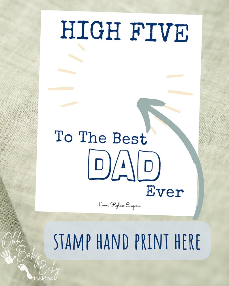 High Five to the Best Dad Ever Hand Print Father's Day Card/father's ...