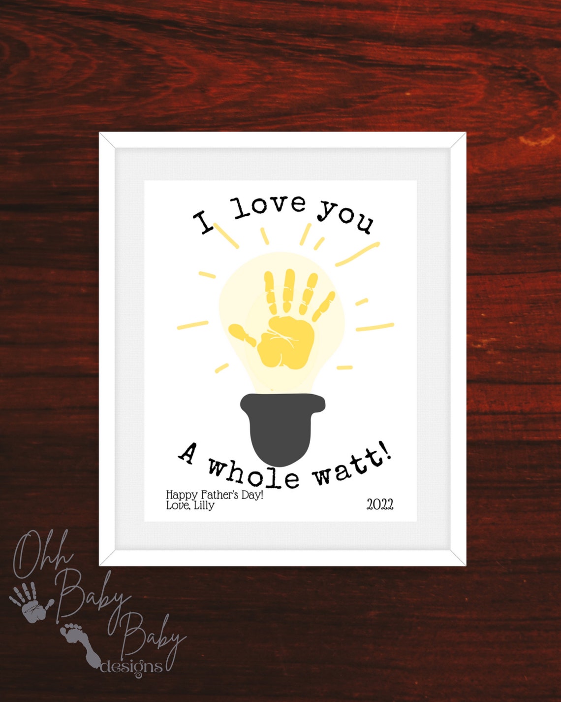 I Love You A Whole Watt Hand Print Father's Day Card/father's Day ...