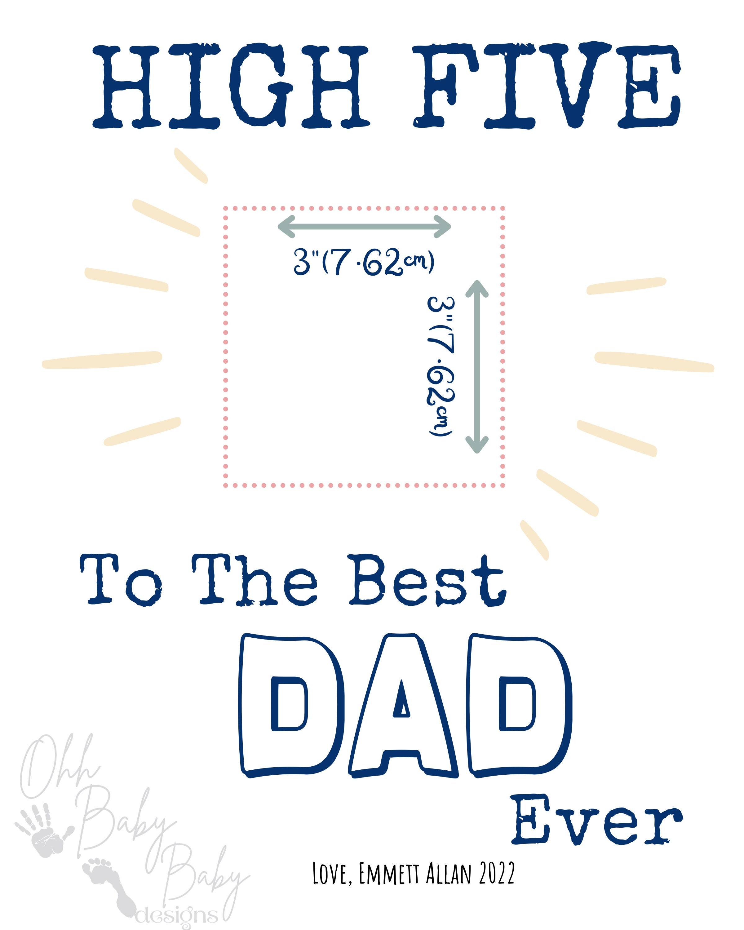 High Five to the Best Dad Ever Hand Print Father's Day Card/father's ...