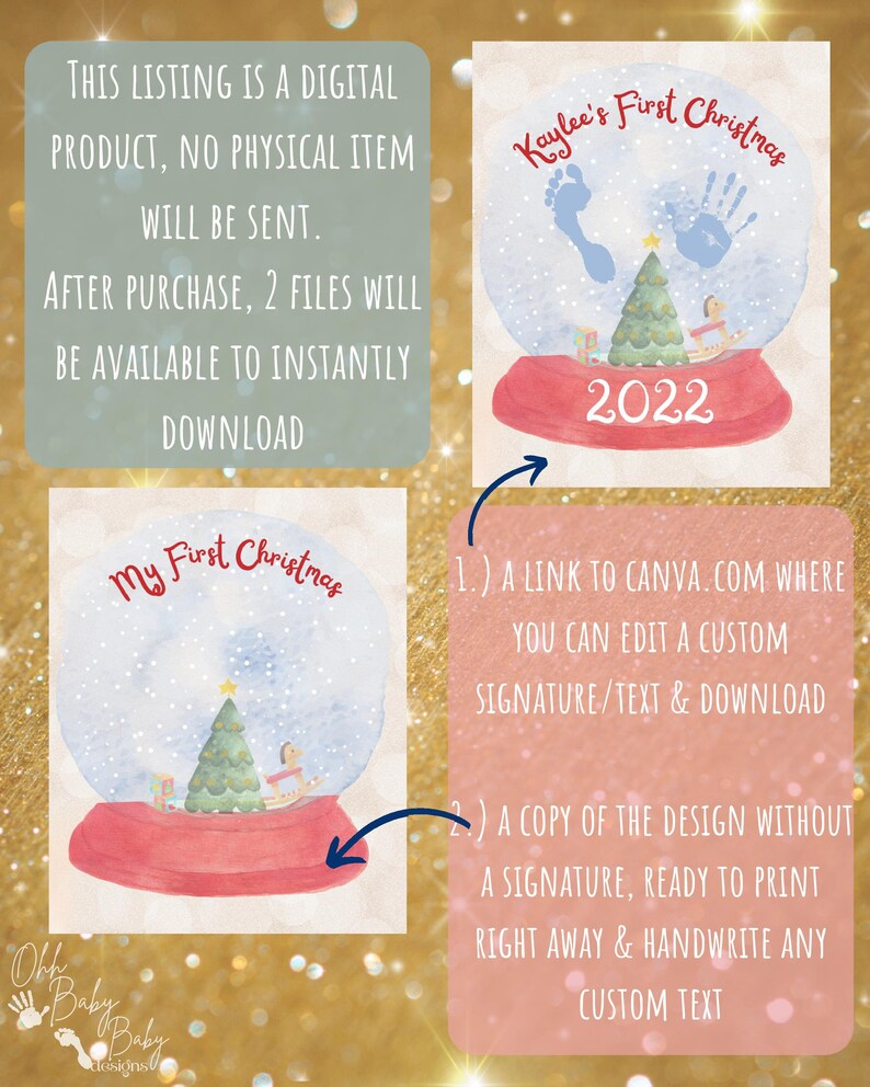 Baby's First Christmas Hand Print Foot Print Keepsake/christmas Craft ...