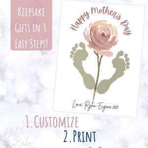 Happy Mother's Day Footprints/mother's Day Keepsake/mother's Day Craft ...