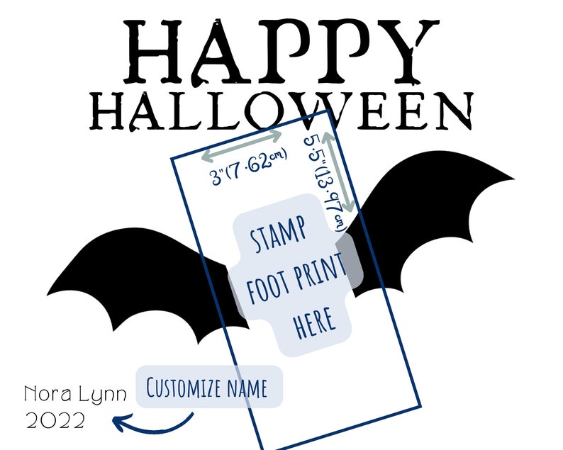 Happy Halloween Bat Foot Print Keepsake/halloween Keepsake/ Foot Print ...