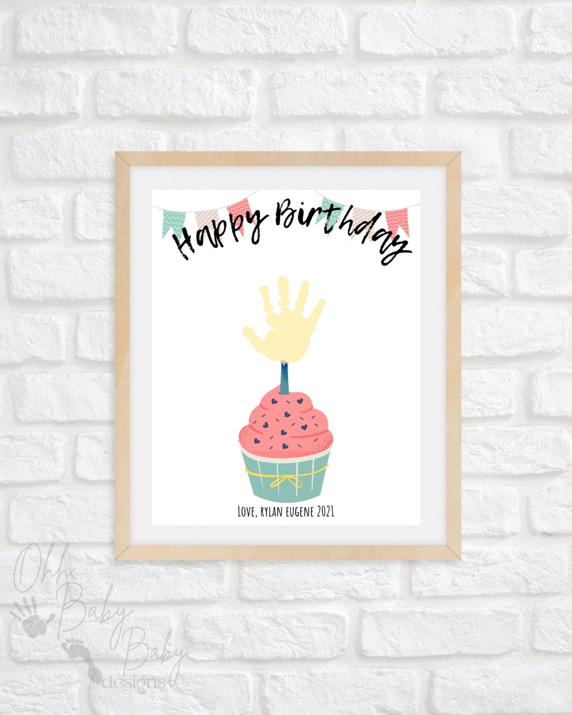 Happy Birthday Hand Print Card/birthday Keepsake/birthday - Etsy
